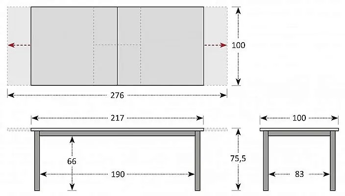 DOPPLER Hliníkový stůl rozkládací EXPERT 220/280x100 cm (antracit)