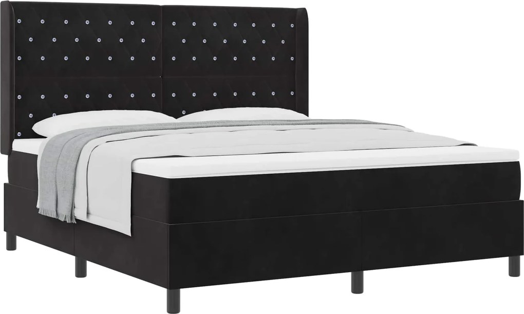 Postel s boxspringem s matrací s čelo Černá 180 x 200 cm samet 3341968