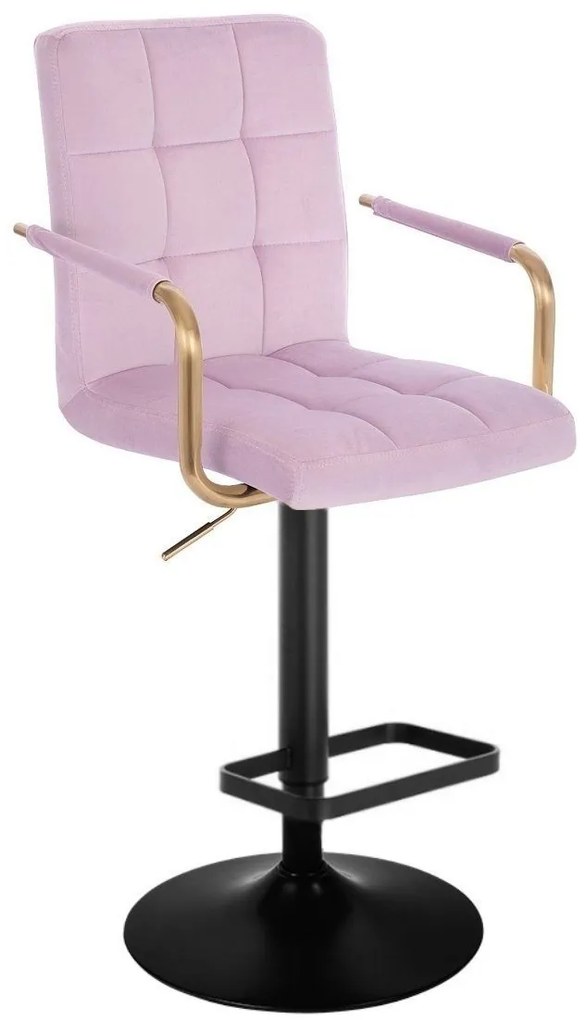 LuxuryForm DESIGN Barová židle VERONA GOLD VELUR na černé kulaté podstavě - levandule
