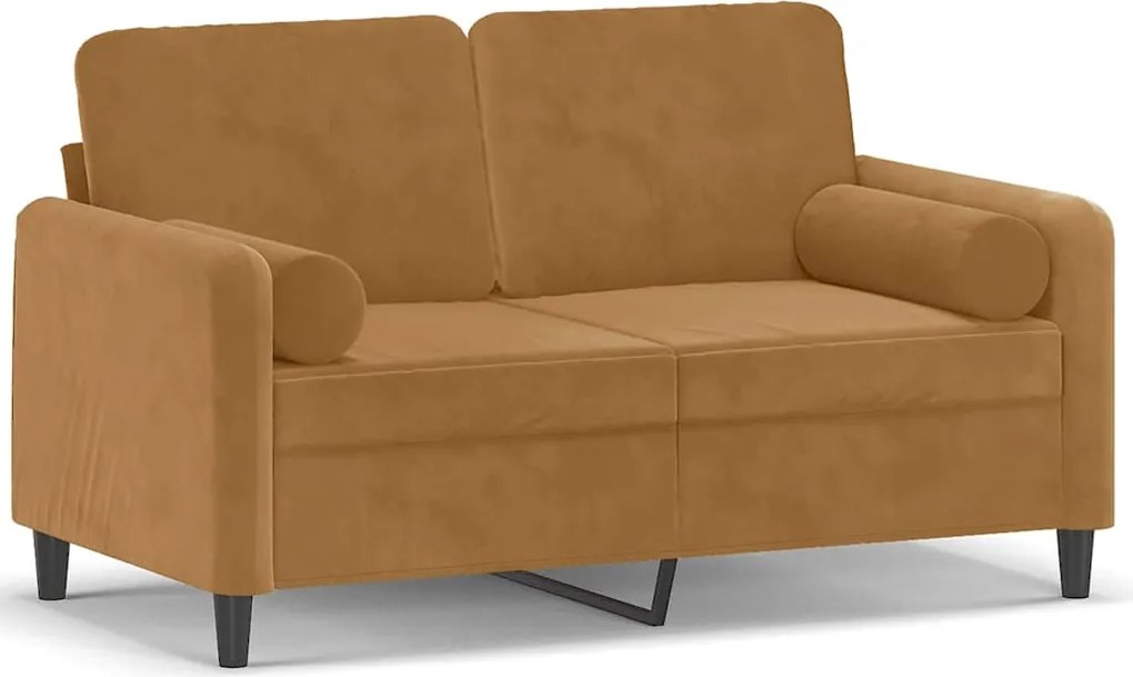 2místná pohovka s polštáři hnědá 120 cm samet 3200878