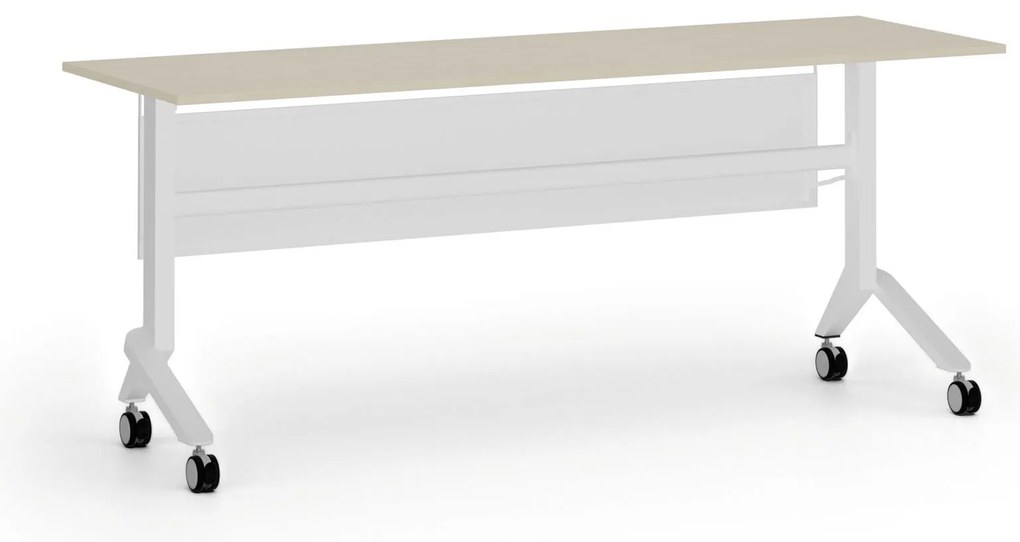 Mobilní stůl PRIMO MOVE, 180x60 cm, bílá podnož, bříza