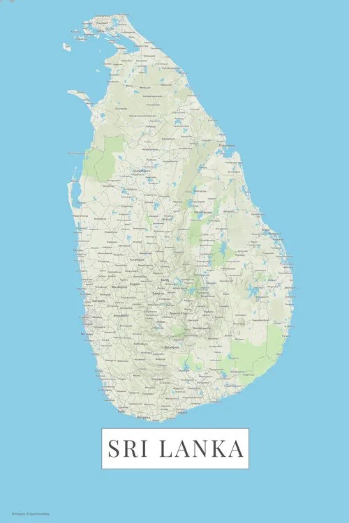 Mapa Sri Lanka color, (26.7 x 40 cm)