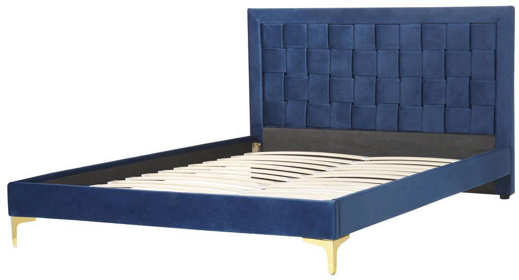 Sametová postel 140 x 200 cm námořnická modrá LIMOUX Beliani