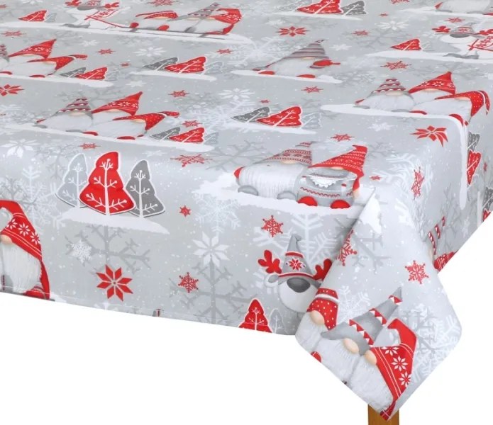 Bellatex Ubrus  VÁNOCE 100x100 cm Skřítek Šedá,Červená
