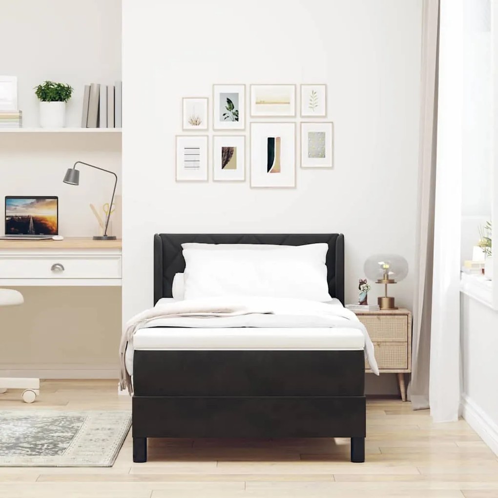 Postel s boxspringem s čelo Černý 200 x 90 cm samet 3341506