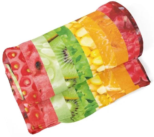 IMPAR Fleecová deka Koláž ovoce 150x120 cm (Rozměr : 150 x 120 cm)
