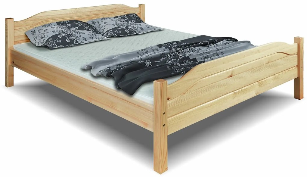 Dřevěná postel dvoulůžko DM101, masiv borovice