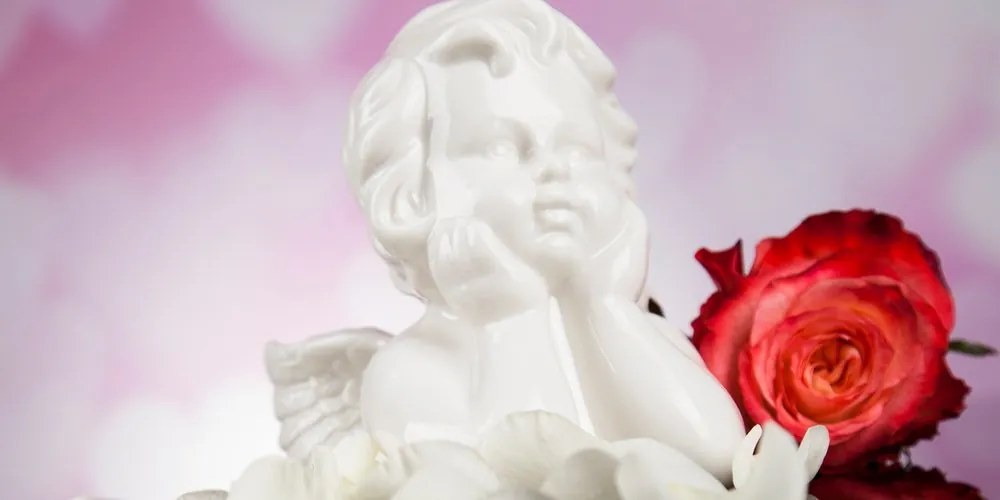 Obraz anděl s růží - 120x60 cm