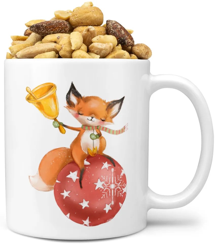 Hrnek Vánoční liška (Náplň hrníčku: Směs slaných oříšků)