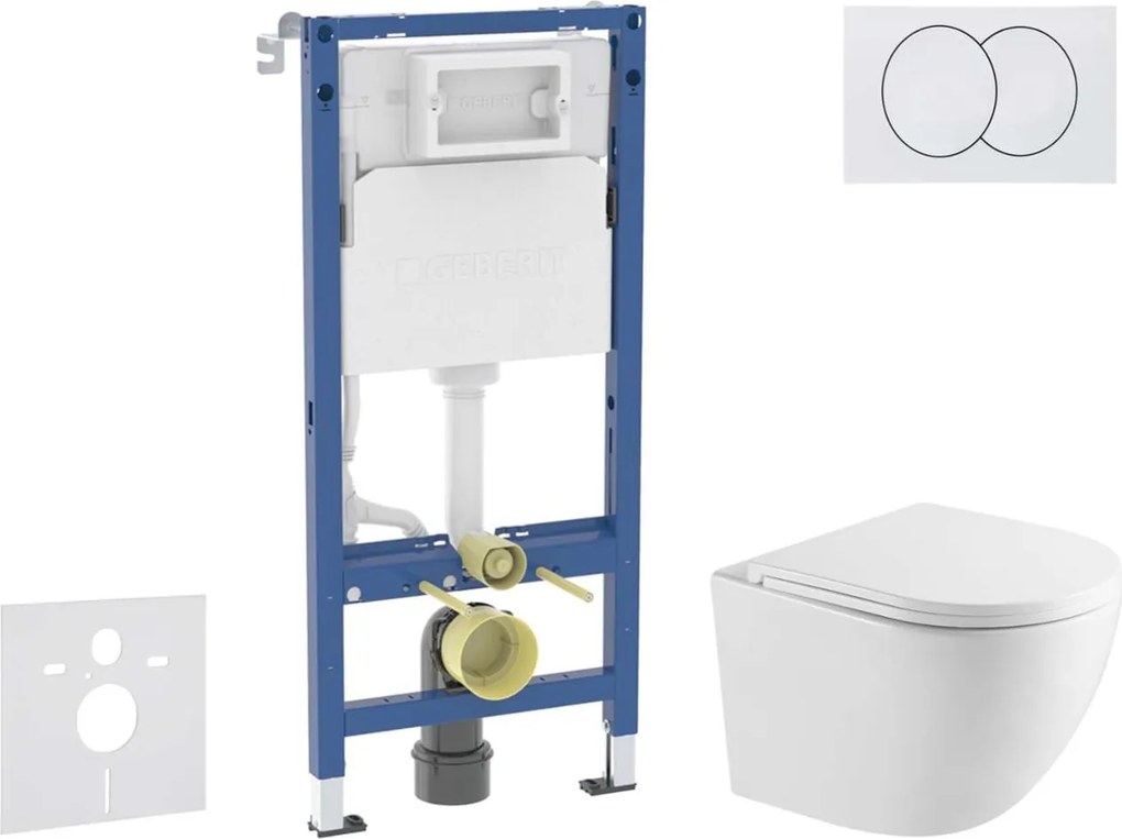 Geberit Duofix - Set předstěnové instalace, klozetu Oudee a sedátka softclose, tlačítko Delta, bílá SANI11CA31102