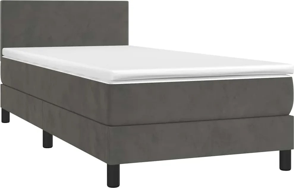Box spring postel s matrací a LED tmavě šedá 80 x 200 cm samet 3134250