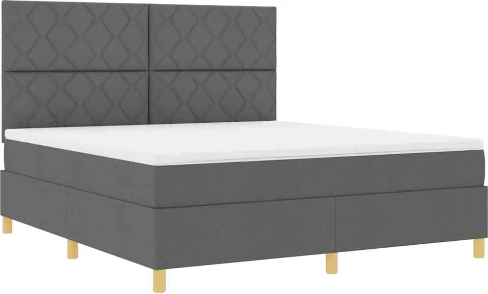 Postel s boxspringem s čelo Tmavě šedá 180 x 200 cm textil 3339715