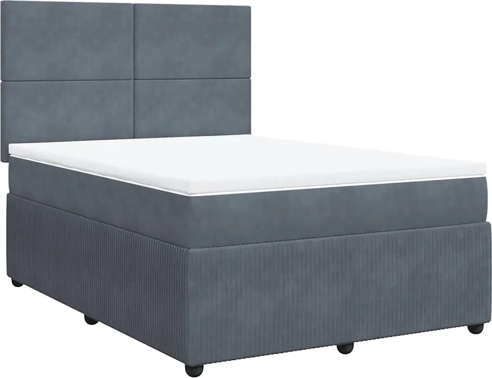 Box spring postel s matrací tmavě šedá 160x200 cm samet 3292377