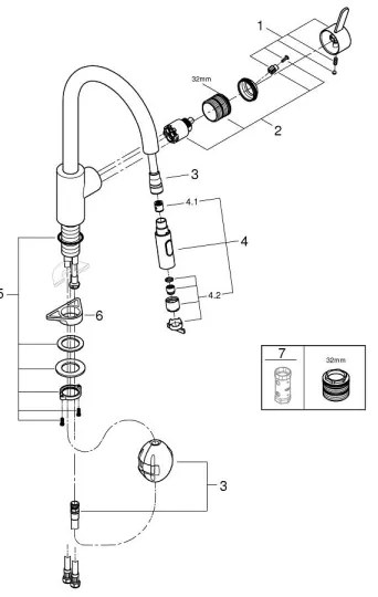GROHE 31481001 - Dřezová baterie EUROSMART COSMOPOLITAN lesklý chrom