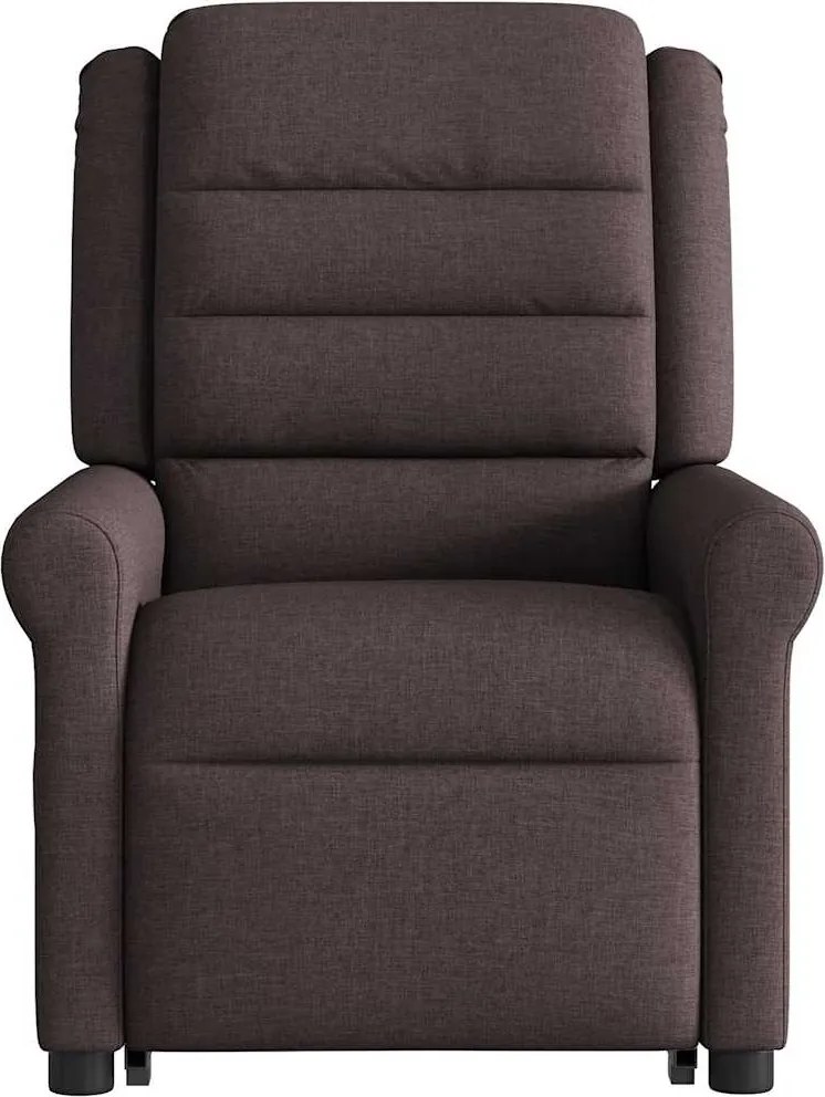 Zvedací polohovací křeslo tmavě hnědé textil 3303319