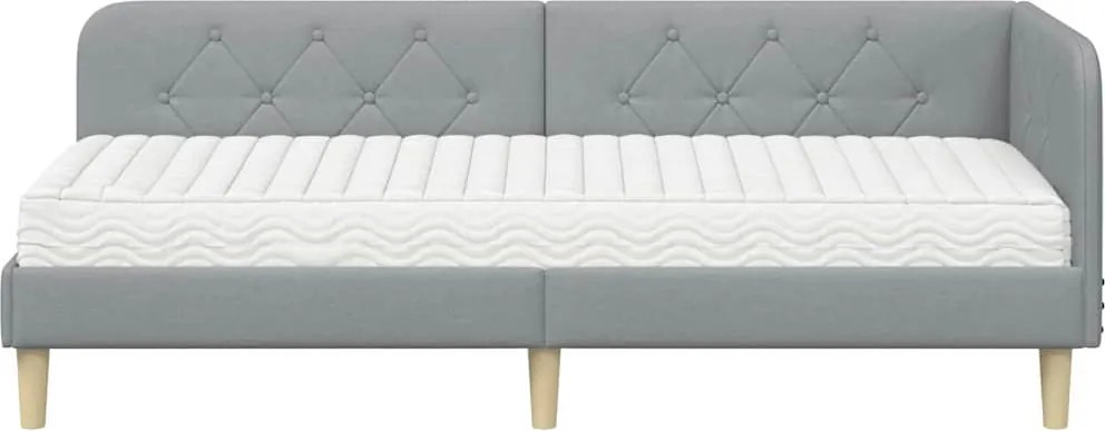Rohový rám postele Světle šedá 80 x 200 cm textil 3394101