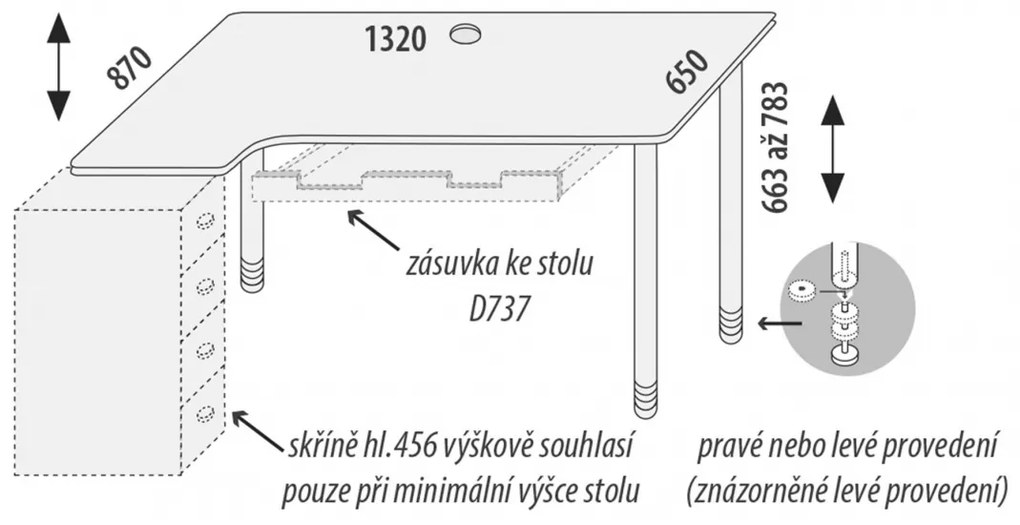 Domestav psací stůl Ergo Maxi pravý smrk