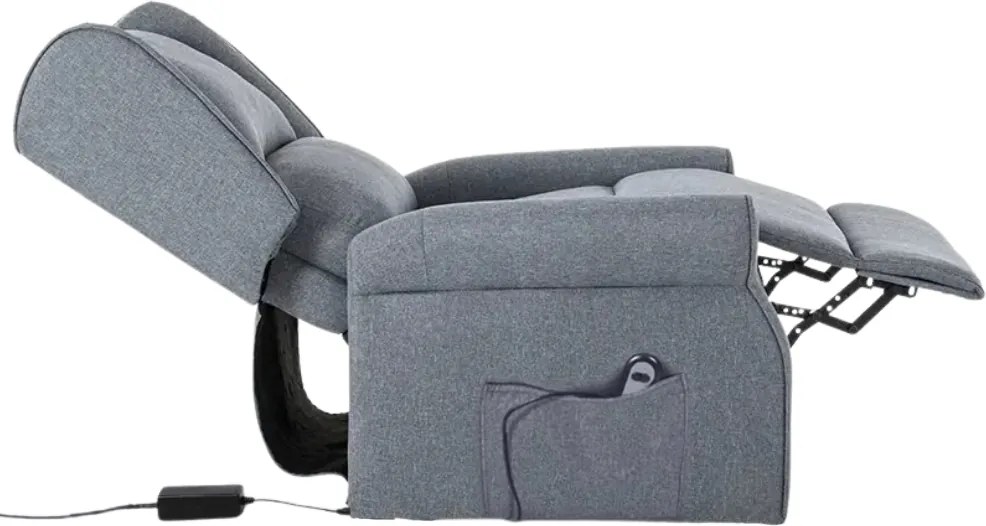 TV křeslo ušák STILO PLUS s elektrickým polohováním — látka, šedá, nosnost 130 kg
