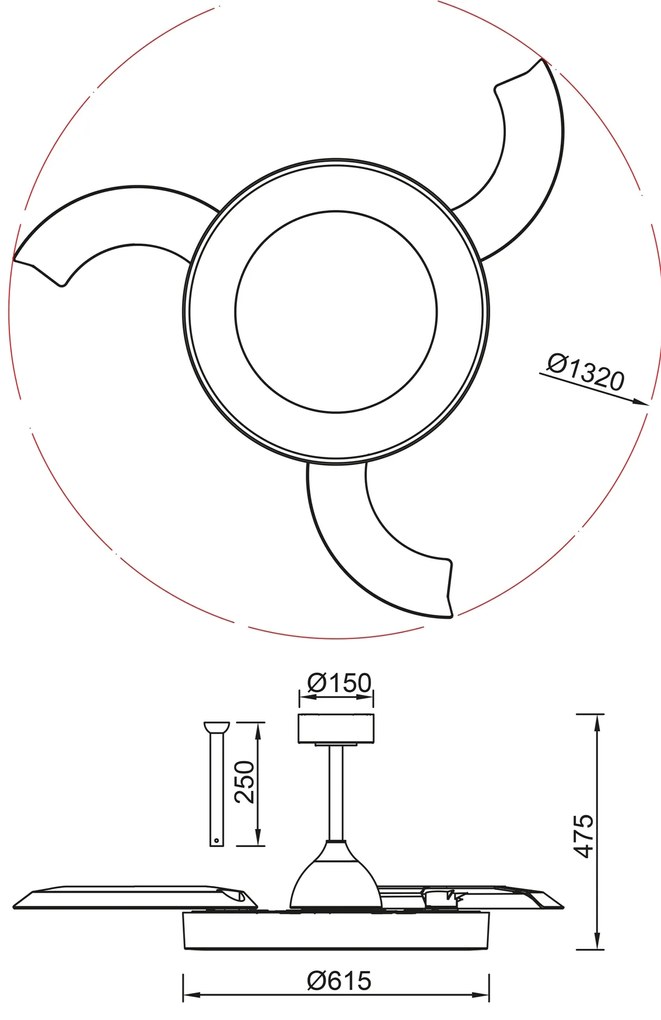 Matra 9057 Niseko L, rozvinovací ventilátor se svítidlem a dálk. ovladačem, LED 40W 2700-5000K, bílá, průměr 61/132cm