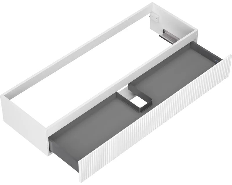 Mexen Rivel, koupelnová skříňka pod umyvadlo 140 cm, 1 zásuvka, drážkovaná, bílá matná, 91A20-14023-1-BF01
