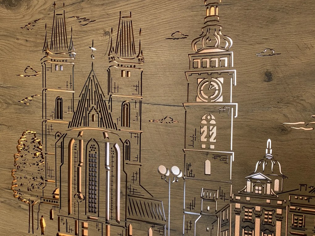 Li-Go "Hradec Králové" světelný obraz 230V 100x70 cm provedení povrchu: bříza