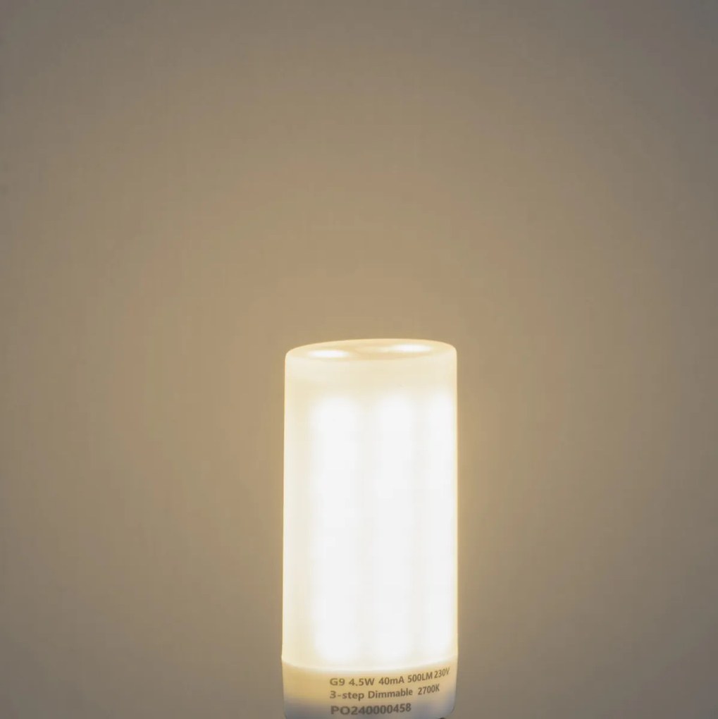 Sada 5 opálových 3-stupňově stmívatelných LED žárovek G9 4,5W 500 lm 2700K