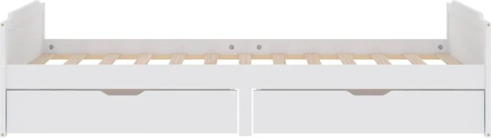Rám postele se zásuvkami bílý masivní borové dřevo 90 x 200 cm 322160