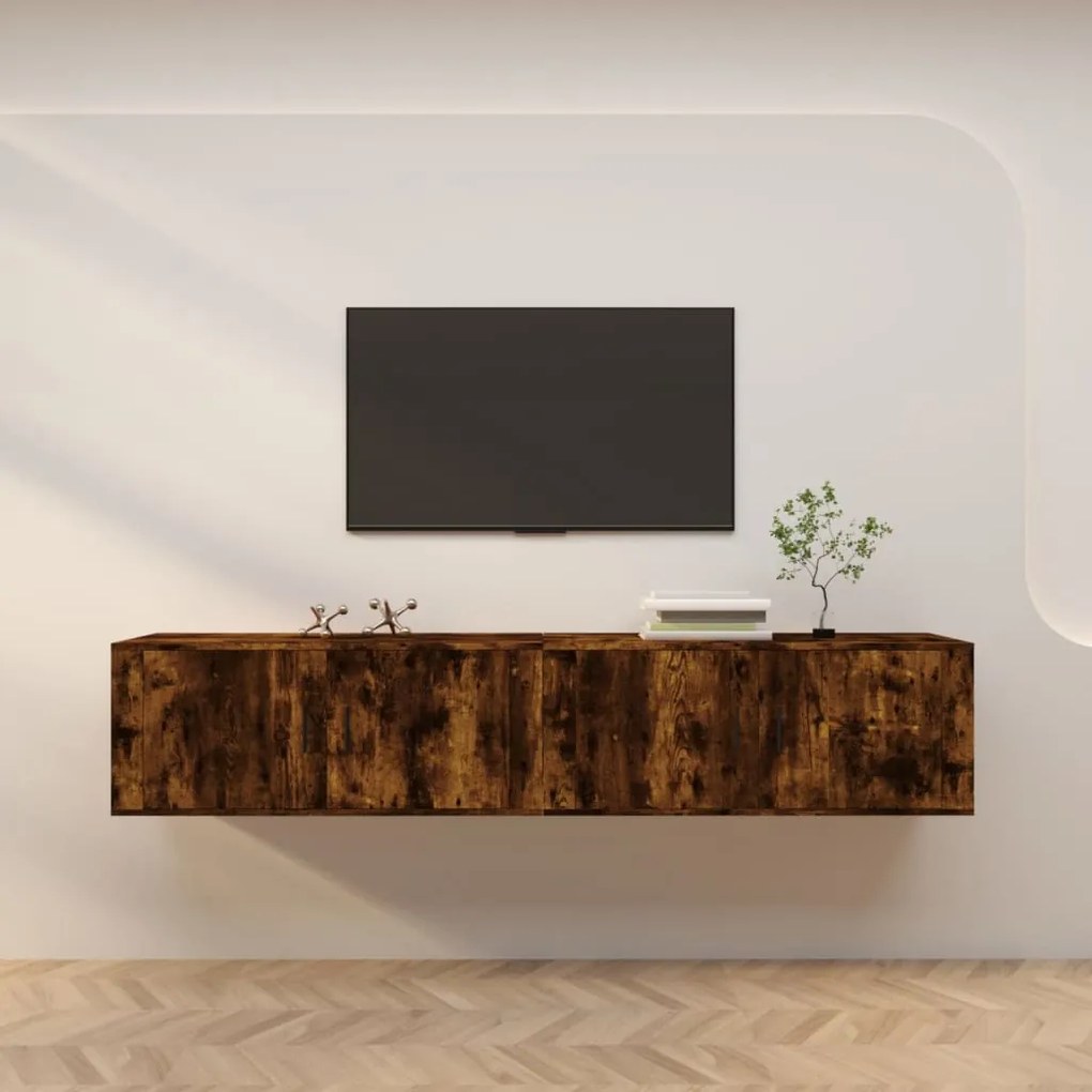 Nástěnné TV skříňky 2 ks kouřový dub 100 x 34,5 x 40 cm 3188371
