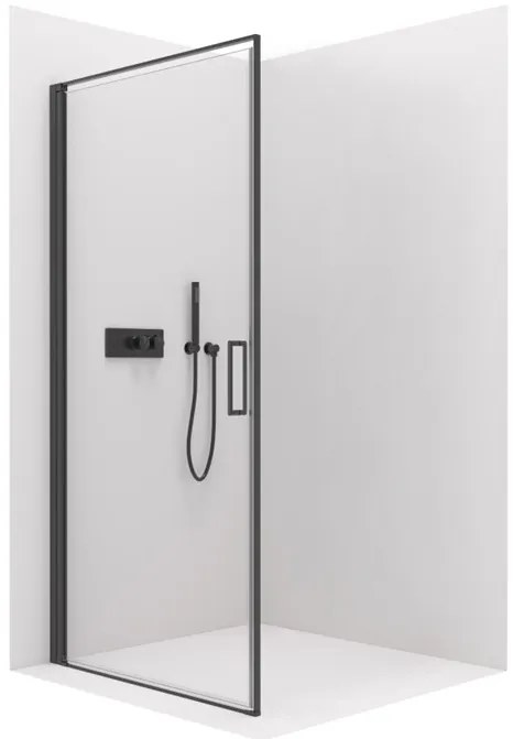 Cerano Porte, 1-křídlé sprchové dveře 80x195 cm, 8mm čiré sklo, černý profil, CER-CER-413486