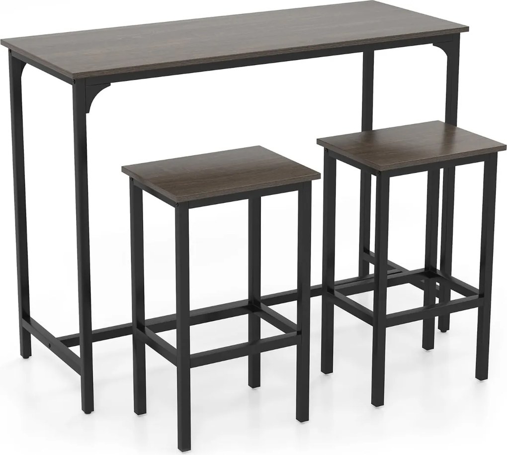 Costway 3 PCS. Jídelní stůl set s barovým stolem a amp; 2 stoličky průmyslový