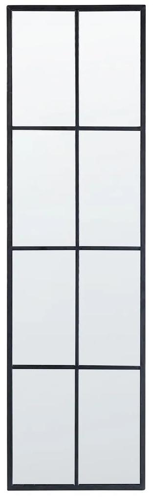 Kovové nástěnné zrcadlo ve tvaru okna 38 x 132 cm černé CAMON Beliani