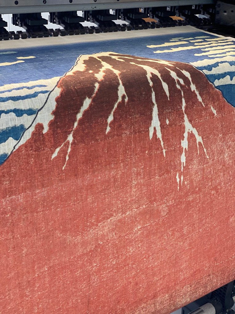 Lenbutik Lněná tapiserie Katsushika Hokusai Fine Wind, Clear Morning 140x100 cm