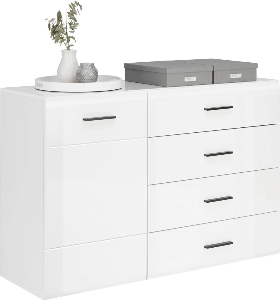 XXXLutz KOMODA, antracitová, bílá, 126/84,6/41,6 cm Hom`in - Široké komody - 001803069013