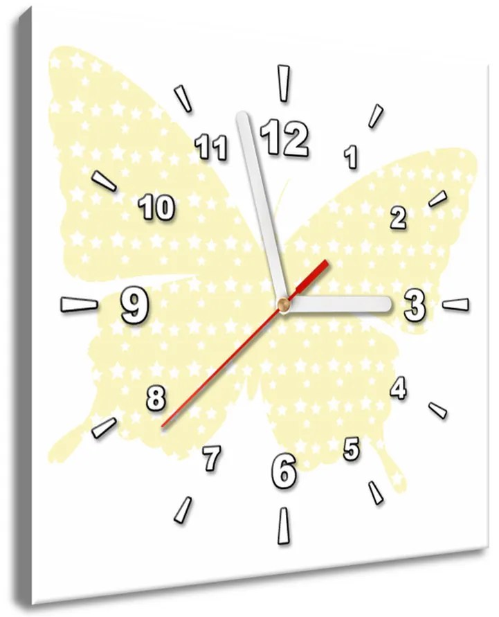 Gario Obraz s hodinami Motýlek s hvězdičkami Rozměry: 30 x 30 cm
