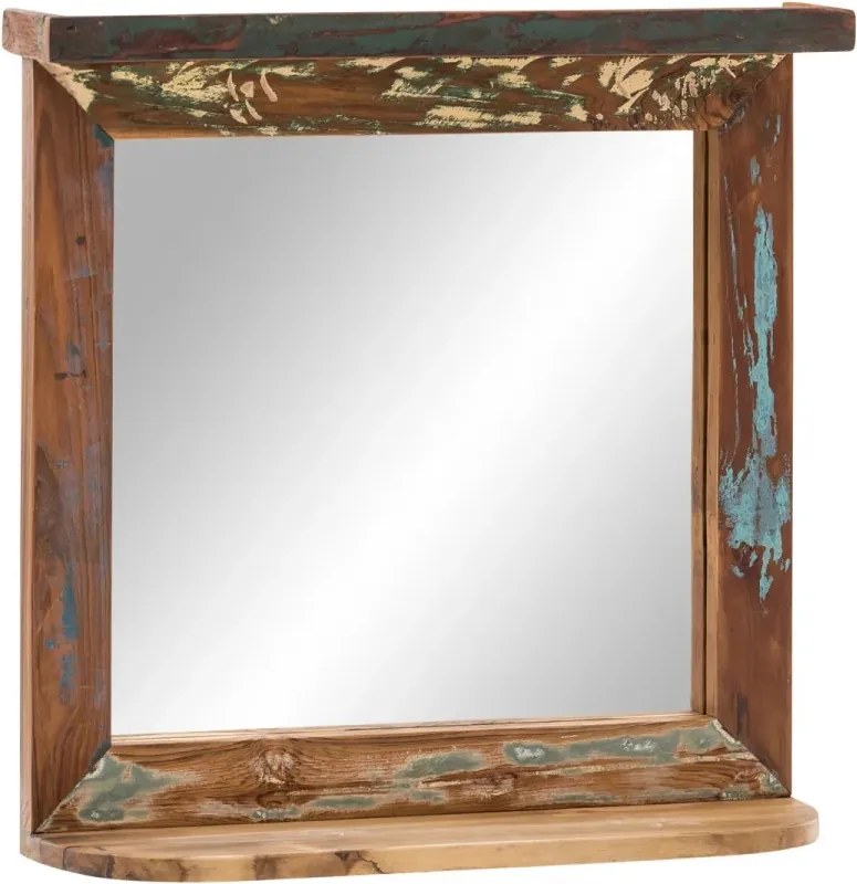 furniture-nabytek.cz - Masivní koupelnové zrcadlo Samira z recyklovaného tvrdého dřeva, lakované, hnědé – 57×15×62 cm