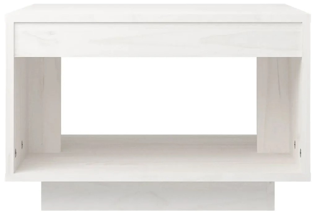 Konferenční stolek bílý 50 x 50 x 33,5 cm masivní borové dřevo - Default Title