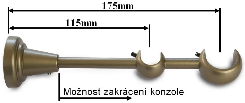 GARNÝŽE-HEBR Garnýž Žezlo zlatá antik dvojitá 190 cm