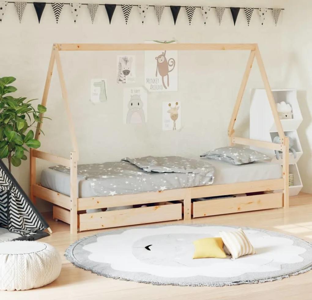 vidaXL Dětská postel se zásuvkami 90x190 cm masivní borové dřevo [834479] Barva: Bílá