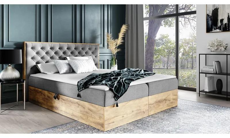 Kontinentální postel Madaris 3, Rozměr postele: 120x200, Barva:: dub wotan + Faro 16