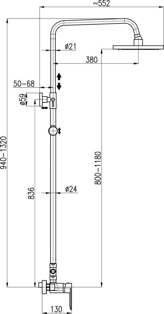 Slezák - RAV Sprchový komplet se směšovací baterií NIL - NL182.5/5-61MGK, Metal Grey kartáčovaná