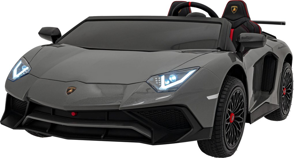 Ramiz Elektrické auto Lamborghini Aventador SV pro 2 děti Šedé + Bezkartáčový motor + Nafukovací kola + LED audio