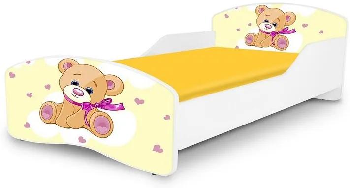 Dětská postel - Míša - žlutá se šuplíkem - small rainbow - 160 x 80 cm