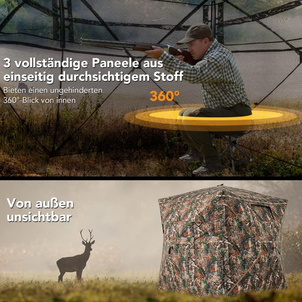 Costway 5dílný demontovatelný lovecký úkryt pro 2-3 osoby 360° průhledný