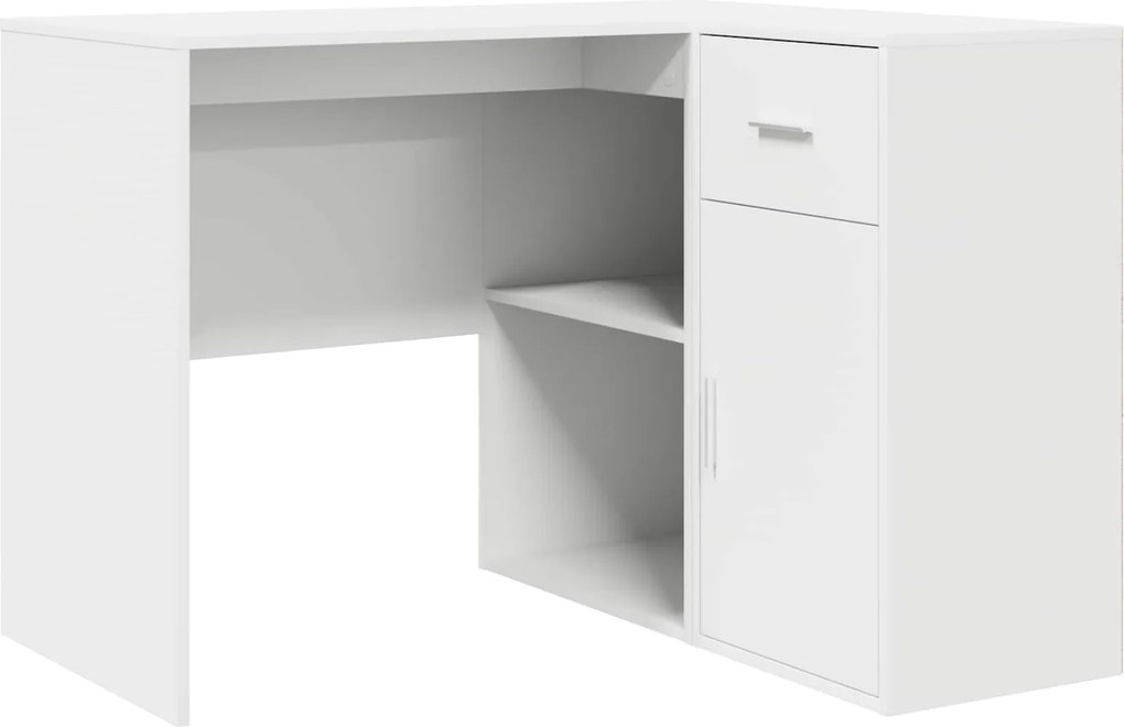 Rohový psací stůl se zásuvkou s policí Bílá 102 x 88 x 75 cm 3337273