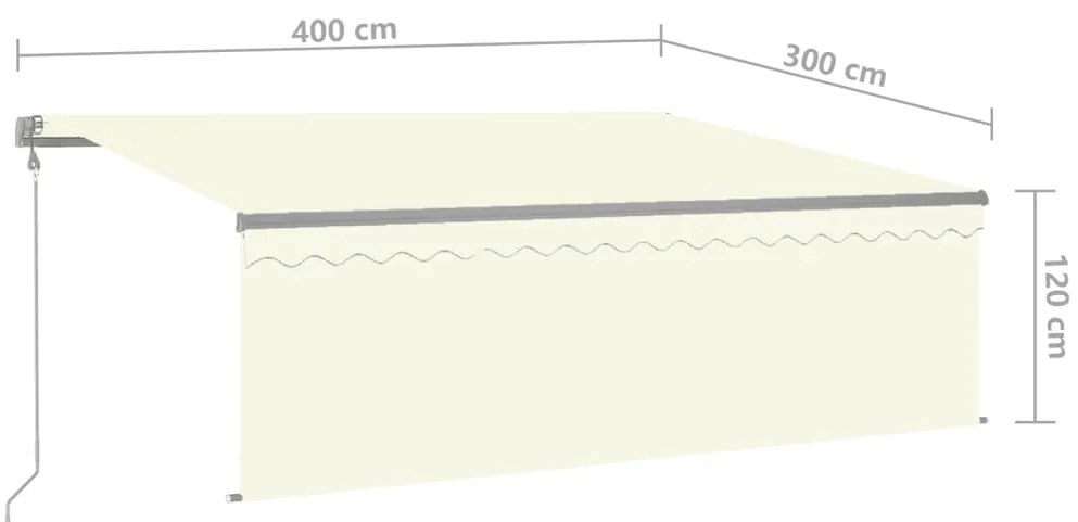 vidaXL Marketos Automatická markýza roleta LED a senzor větru 4 x 3 m krémová
