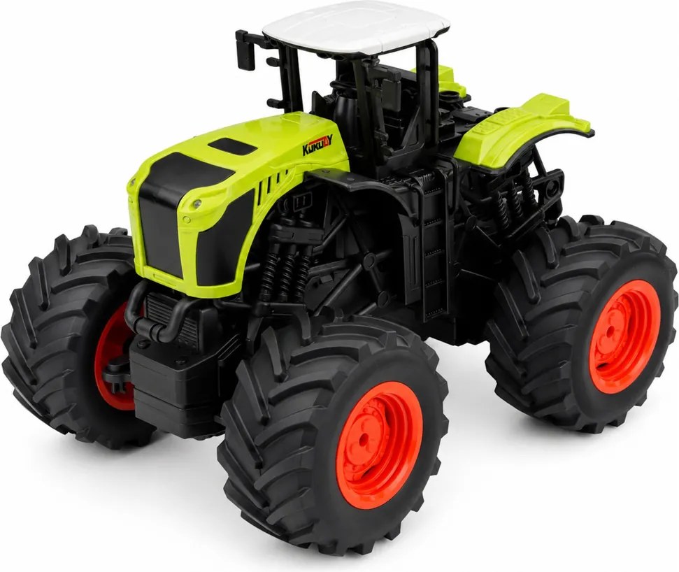 LEAN Toys Vysoký zemědělský traktor s vyklápěcím přívěsem, dálkově ovládaný RC v měřítku 1:16