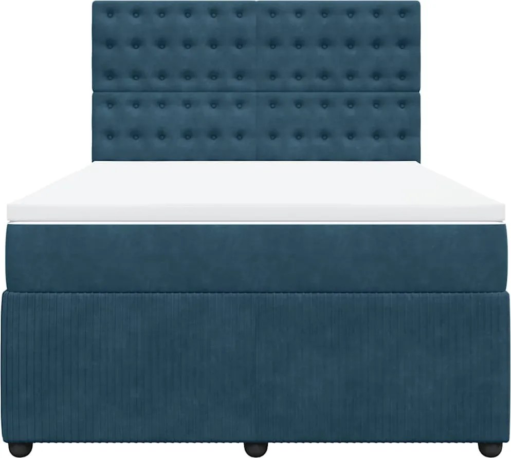 Box spring postel s matrací modrá 140 x 190 cm samet 3294650