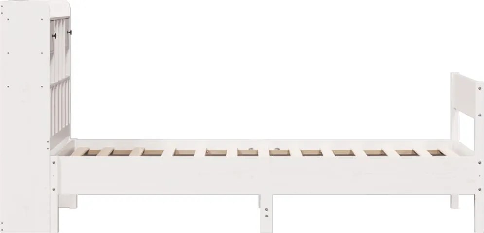 Postel s knihovnou bez matrace bílá 75x190 cm masivní borovice 3323051