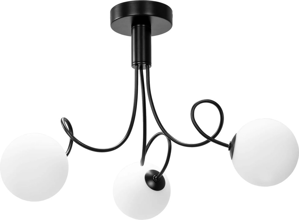 Toolight Toolight, stropní lampa skleněné koule 3xG9 APP1154-3CP, černá, OSW-14012
