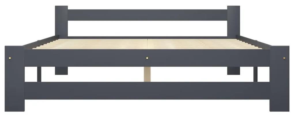 Rám postele tmavě šedý masivní borové dřevo 160 x 200 cm,  322023